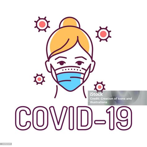 보호 마스크 컬러 라인 아이콘에 여자입니다 우한 소설 코로나 바이러스 2019ncov 위험한 중국 바이러스 웹 페이지 모바일 앱 프로모션에 대한 픽토그램 Ui Ux Gui