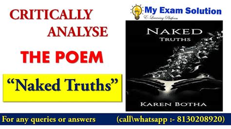 Critically Analyse The Poem Naked Truths My Exam Solution
