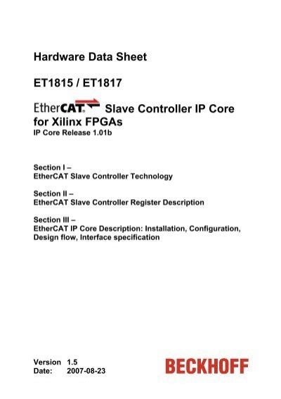 Ethercat Ip Core For Xilinx Fpgas Datasheet