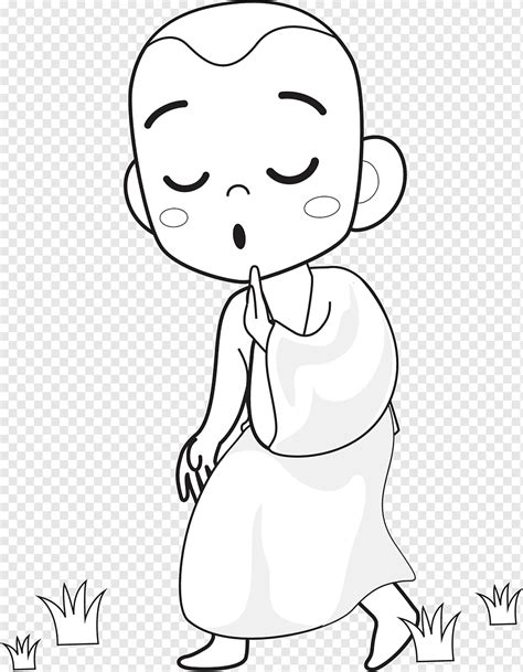 태국 불교 승려 아이콘 동적 걷기 만화 캐릭터 개요 Png Pngwing