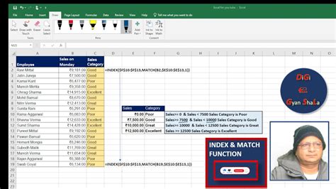 Excel Video043 Example 007 Index And Match Function Youtube