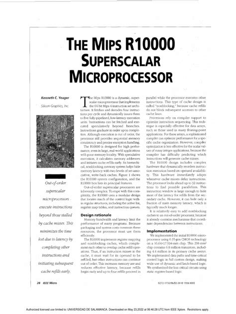 The Mips R10000 Superscalar Microprocessor Download Free Pdf Cpu