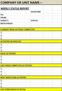 Top Weekly Status Report Template Excel Word Template