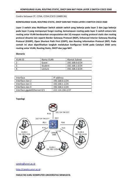 Konfigurasi Layer 3 Switch Cisco 3560 Candra Setiawan Blog