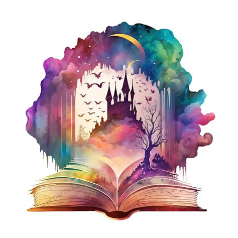 28 Fantasy Books Watercolor Clipart Png Set 2 Open Book Clip Images