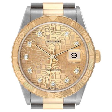 Rolex Datejust Turnograph Steel Yellow Tapestry Dial Gold Mens Watch