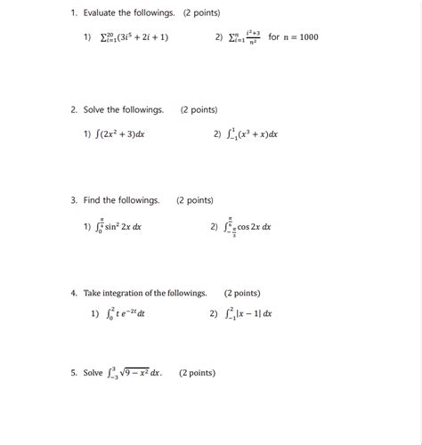 Solved 1 Evaluate The Followings 1 ∑i1203i52i1 2