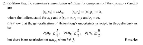 Solved 2 A Show Thal The Canonical Commutation Relations