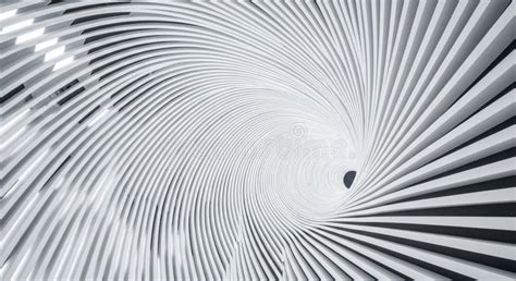 Abstract Swirling White Tunnel With Light And Shadow Effects Vortex