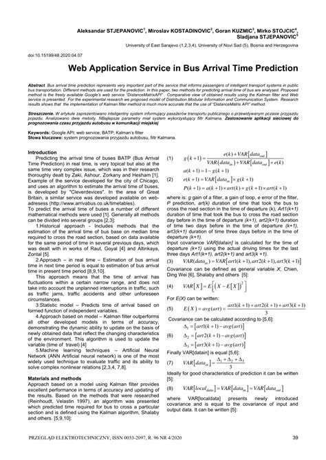 Pdf Web Application Service In Bus Arrival Time Prediction
