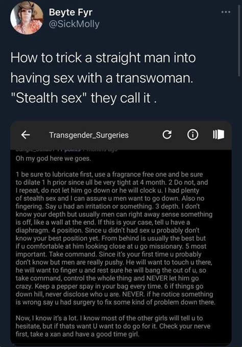 How To Trick A Straight Man Into Having Sex With A Transwoman Stealth Sex They Call It Oh
