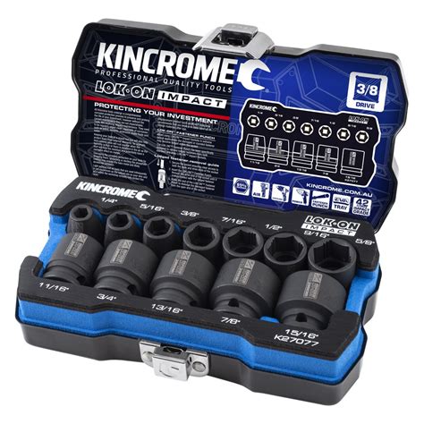 Kincrome K27077 Lok On Impact Socket Set 12 Piece 38 Drive Af