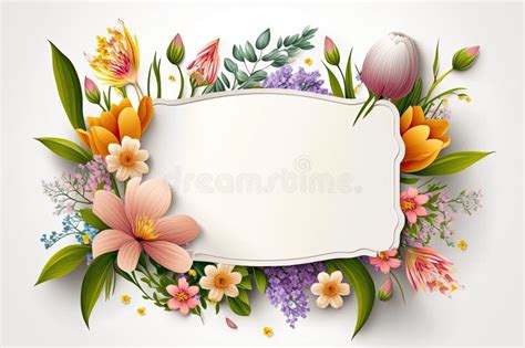 generative ai border frame with floral pattern stock illustration