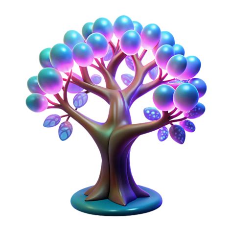 Glowing Orb Tree 3d Render Of A Fantasy Tree With Illuminated Fruit