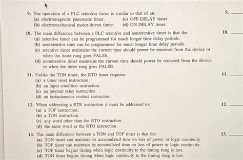 Solved The Operation Of A PLC Retentive Timer Is Similar Chegg