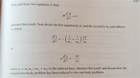 Solved Interpret The Result 1 Consider Two Masses Mi And