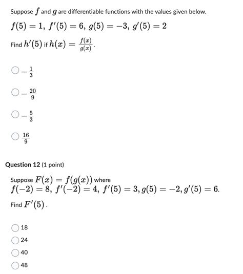 Solved Suppose F And G Are Differentiable Functions With The Chegg