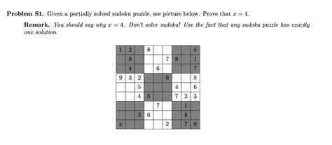 Solved Roblem S1 Given A Partially Solved Sudoku Puzzle