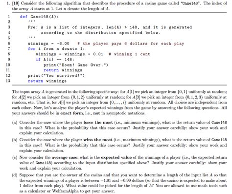 Solved 1 10 Consider The Following Algorithm That
