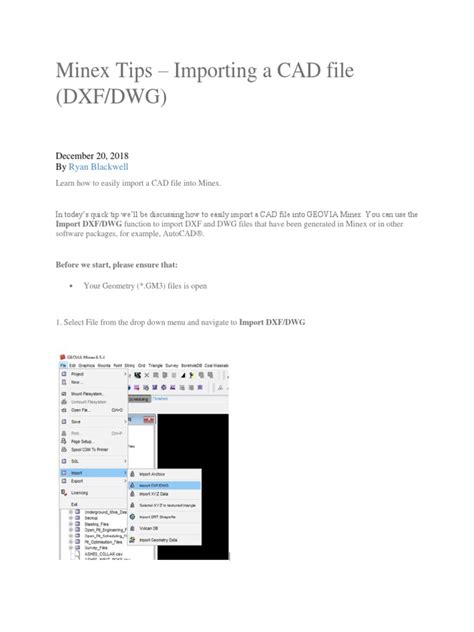 Minex Tips Importing A Cad File Dxf Dwg Pdf 3 D Computer Graphics