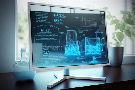Monitor On The Desktop In The Office Or Laboratory Stock Illustration Illustration Of Project