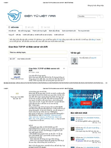 giao thức tcp ip và web server với avr Điện tử việt nam pdf
