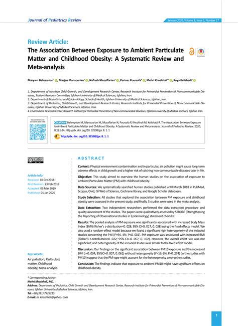Pdf The Association Between Exposure To Ambient Particulate Matter