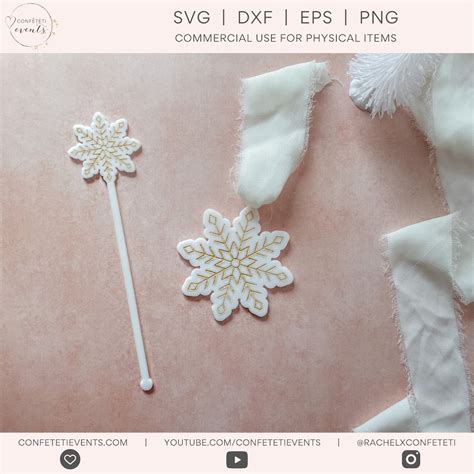Snowflake Stirrer And Ornament Svg Christmas Laser Engraving Files Christmas Snowflake Svg