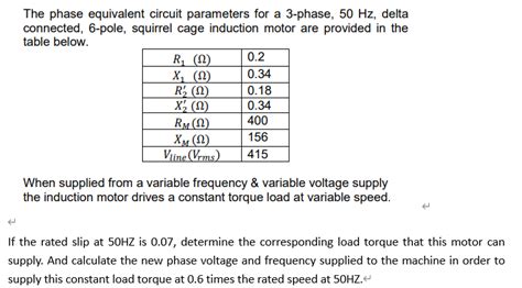 Solved The Phase Equivalent Circuit Parameters For A