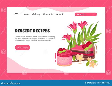 Sweet Raspberry Dessert Banner Design With Creamy Cake Vector Template