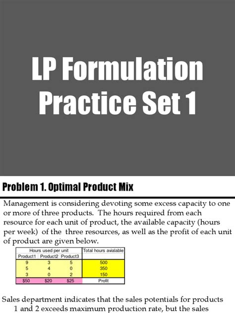 Lp Formulation Practice Set 1 Pdf Mathematical Analysis Applied