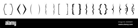 Curly Brace Set Vector Text Brackets Collection For Messages Quotas Oval Square Retro