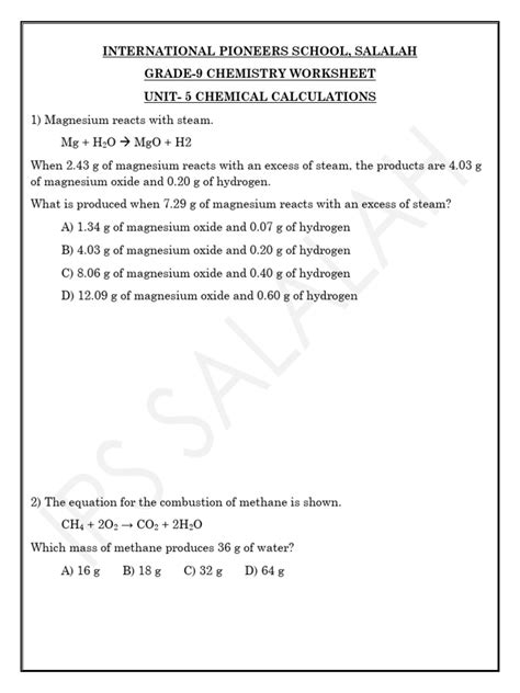 Igcse Unit 5 Chemical Calculations Worksheet Pdf Acid Nitric Acid Igcse Unit 5 Chemical Calculations Worksheet Pdf Acid Nitric Acid