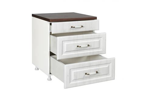 Кухненски шкаф долен с три чекмеджета Rustic D80 3f бял • Модулна кухня Rustic бяла • Мебели Монема