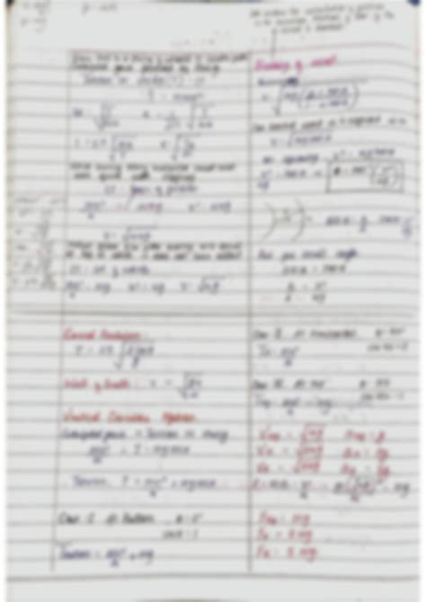 SOLUTION Circular Motion Handwritten Formula Sheet Studypool