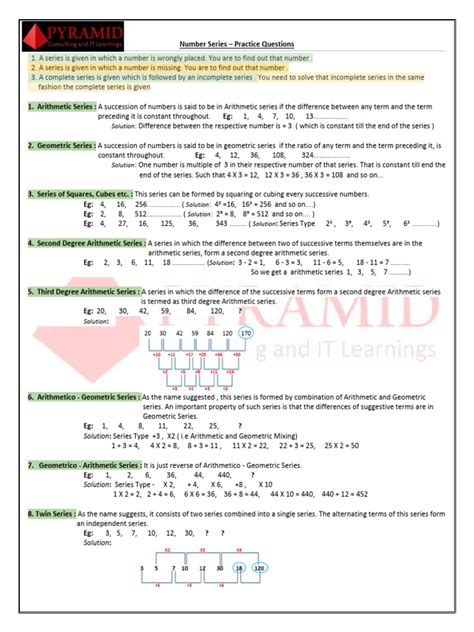 Nuber Series Practice Sheet Pyramid Pdf Mathematics Arithmetic
