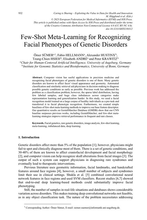 Pdf Few Shot Meta Learning For Recognizing Facial Phenotypes Of Genetic Disorders