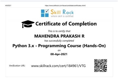 Successfully Completed And Well Trained On Python 3x Mahendra Prakash