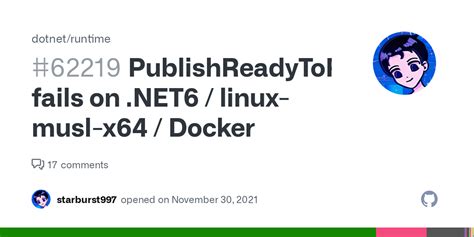 Publishreadytorun Fails On Net6 Linux Musl X64 Docker · Issue 62219 · Dotnetruntime · Github