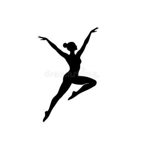 Ballet Dancer Silhouette Graceful Leap Pose Artistic Silhouette Stock Illustration