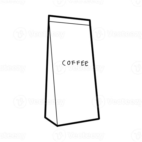Coffee Bag Hand Drawn Organic Line Doodle 43858039 Png