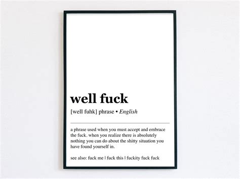 Fuck Definition Decor Fuck Definition Art Office Wall Art Funny