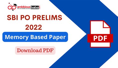 SBI PO Prelims Memory Based Paper Download PDF