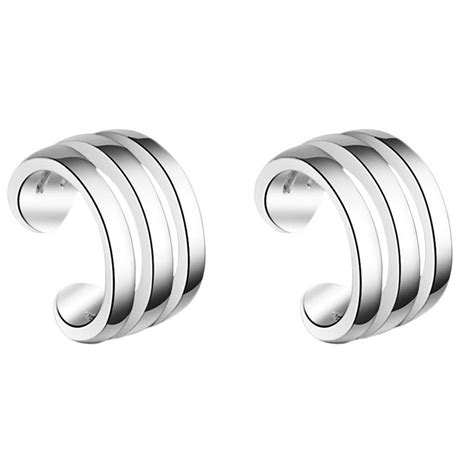 LÖb Ohrklemme Ohrklemme Silber Fake Piercing Ring Geriffelt Ear Cuff