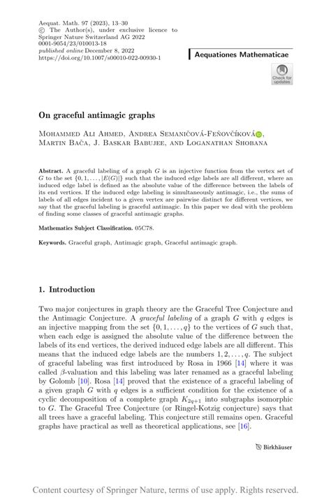 On Graceful Antimagic Graphs Request Pdf