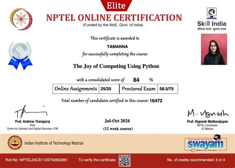 Tamanna Kaushik On Linkedin Pythonprogramming Nptel Iitmadras 10
