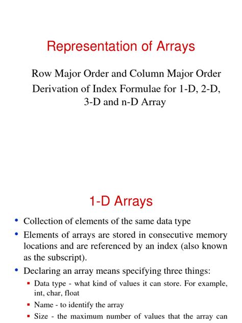 5representation Of Arrays In Memory Unit 1 Pdf Software