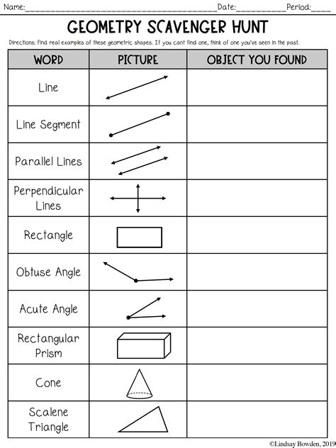 Geometry Scavenger Hunt Lindsay Bowden