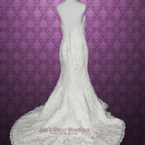 Vintage Inspired Strapless Sweetheart Lace Mermaid Wedding Gown Size