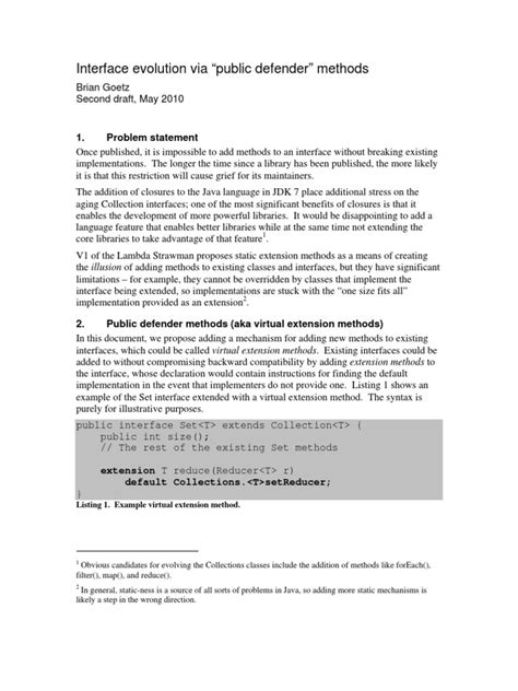 Defender Methods Proposal For Java Pdf Method Computer Programming Class Computer